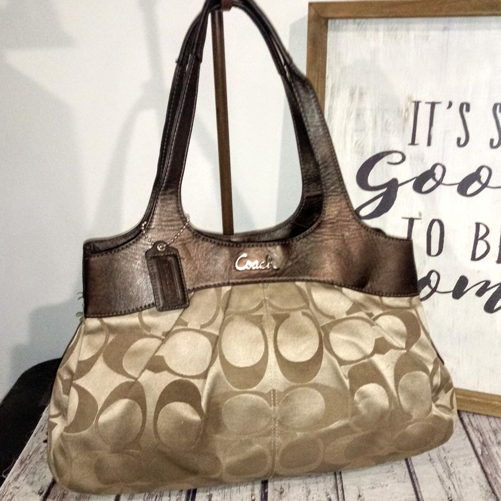 Coach Lexi Metallic Copper Sateen Signature Carryall … - Gem